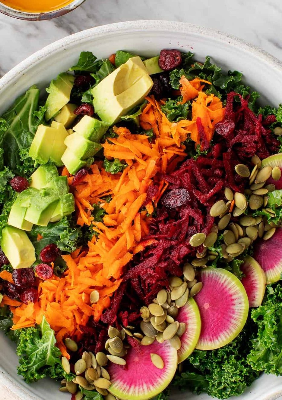 Kale Salad with Carrot Ginger Dressing | Outer Aisle FOOD HUB