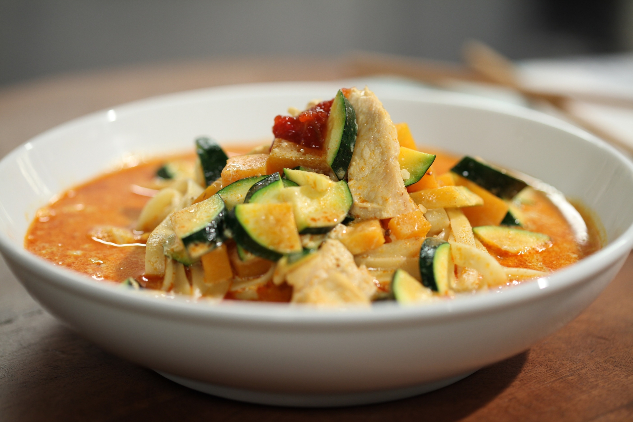 Chicken and Fettuccini in Galangal Coconut Sauce | Outer Aisle FOOD HUB